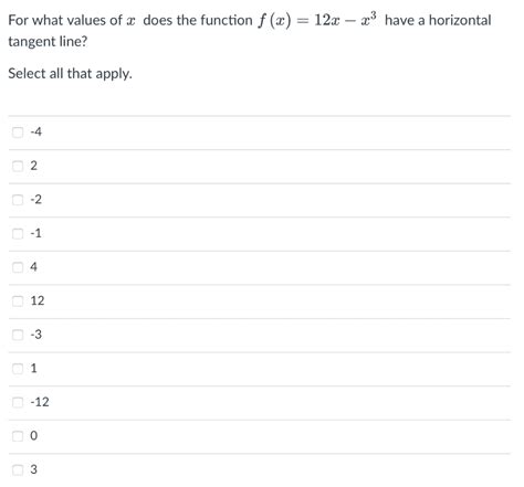 solved for what values of x does the function f x 12x−x3