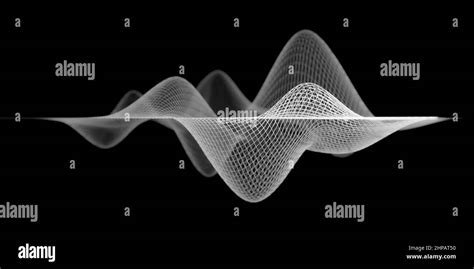 Wireframe Waveform Abstract Visualization Of White Sound Waves Or Acoustic Equalizer Concept