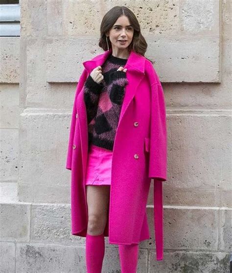 Emily Copper Pink Coat Emily In Paris Lily Collins Pink Trench Coat