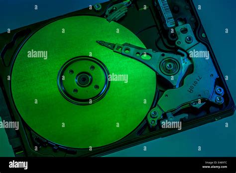 Hard Disk Drive Top Disk Platter And Read Write Head Armature Shown