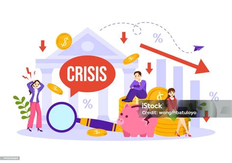 파산 경제 붕괴 및 평면 만화 손으로 그린 랜딩 페이지 템플릿의 비용 절감이 포함된 금융 위기 벡터 일러스트레이션 가격에 대한 스톡 벡터 아트 및 기타 이미지 Istock