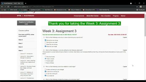 Social Networks Nptel Week 3 Assignment Solution 3 2021 Youtube
