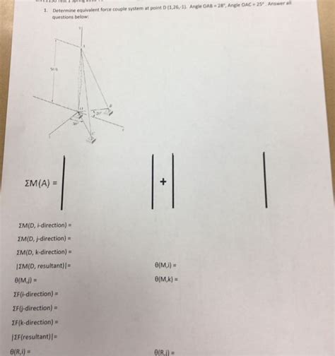 1 Determine Equivalent Force Couple System At Point