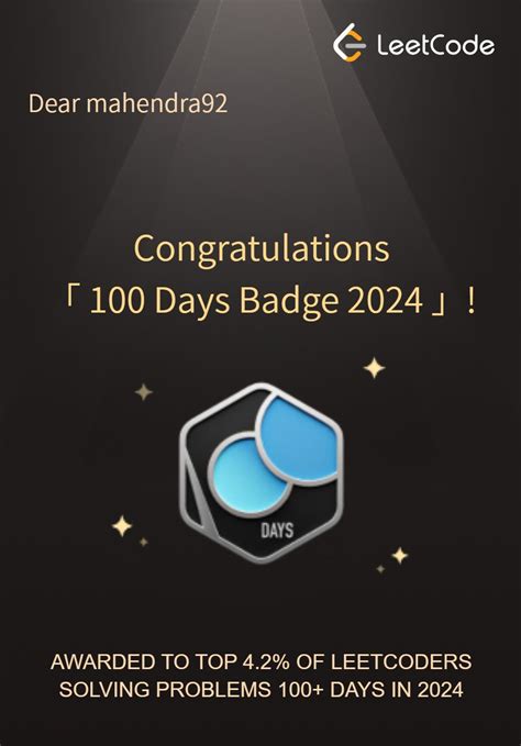 mahendra pooniya on linkedin 100 days badge leetcode