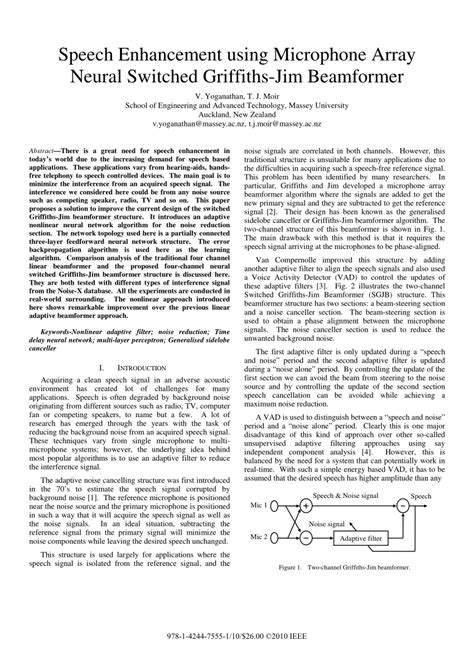 Pdf Speech Enhancement Using Microphone Array Neural Switched