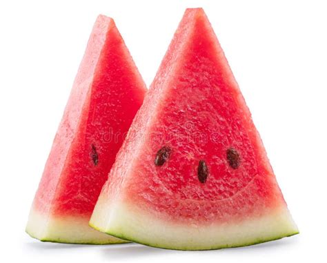 Watermelon Triangle Slices Isolated On White Background Clipping Path