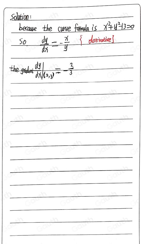 Solved The Gradient Of The Implicit Function To The Curve X2y2 13