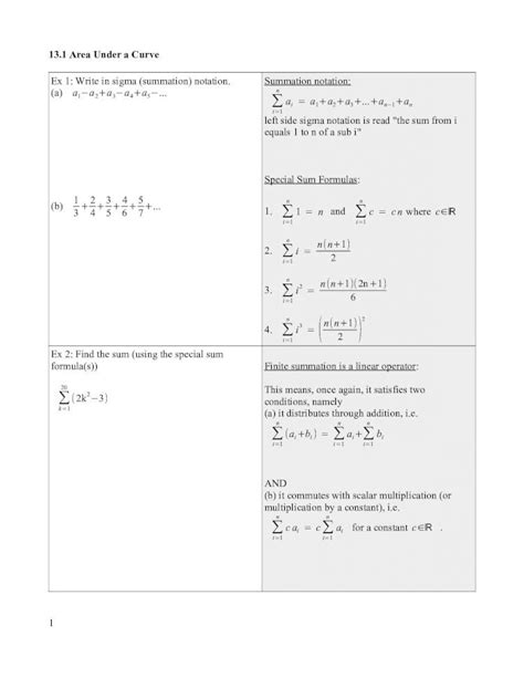 Pdf Ex 1 Write In Sigma Summation Notation Summation Macarthu