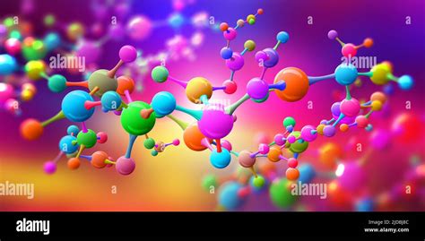 Bright Colorful Model Science Background With Molecule Abstract Atomic Structure For Science