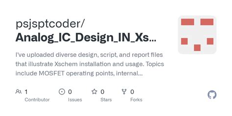 Github Psjsptcoderanalogicdesigninxschem Ive Uploaded Diverse Design Script And