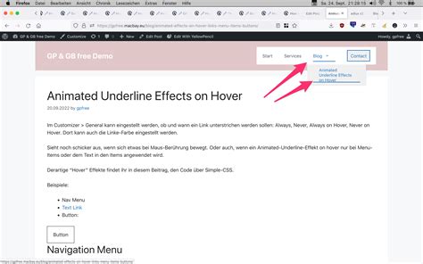 How To Apply The Underline On Hover Effect To Menu Item Text GeneratePress