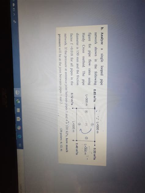 Solved B Analyze A Single Looped Pipe Network Shown In The Chegg Com