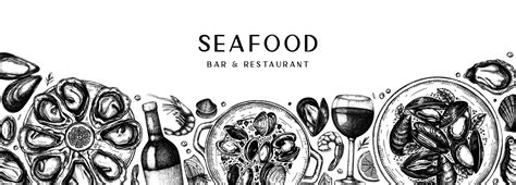 Tinned Fish Table Design Hand Drawn Seafood Vector Image