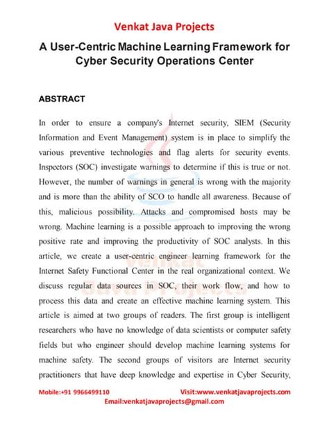 User Centric Machine Learning Framework For Cyber Security Operations