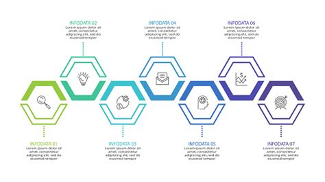 비즈니스 데이터 시각화 프로세스 차트 그래프 요소 7 단계 옵션 부품 또는 프로세스가있는 다이어그램 0명에 대한 스톡 벡터 아트