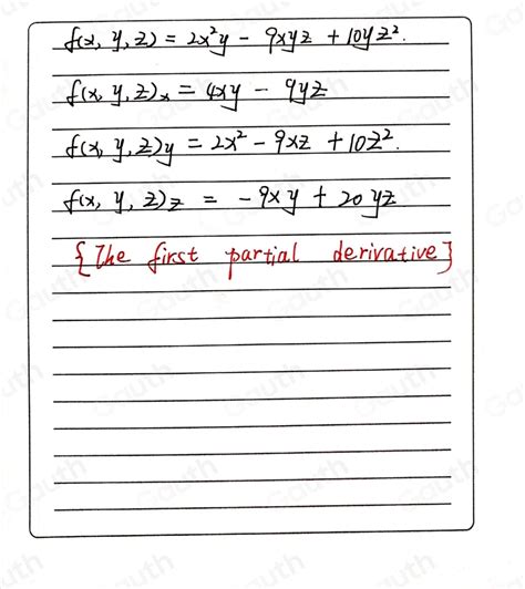 solved find the first partial derivatives with respect to x y and z