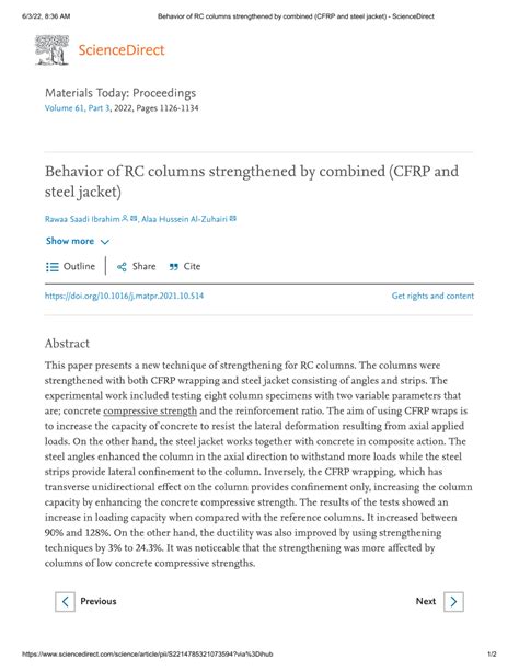 PDF Behavior Of RC Columns Strengthened By Combined CFRP And Steel Jacket