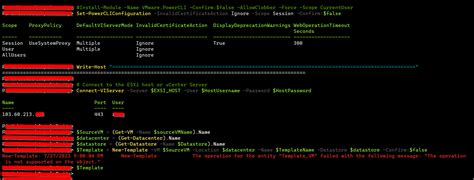 trying to create a template from vm using powercli powercli