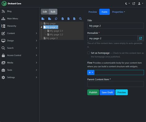 Content Tree Module Orchard Core Admin Ui Exper Orchard Dojo