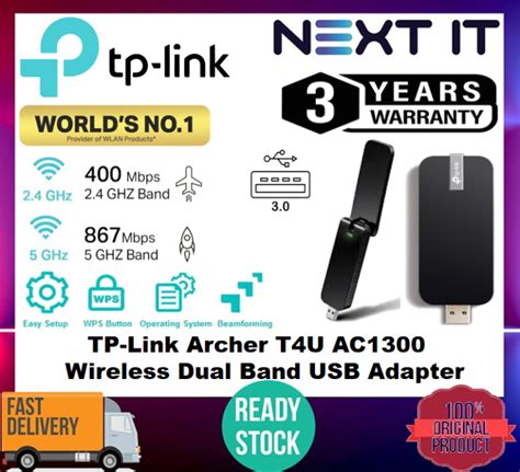 READY STOCK TP LINK Archer T4U AC1300 Wireless Dual Band USB Adapter Lazada