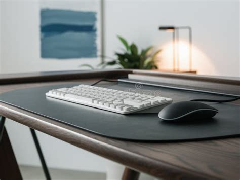 Modern Workspace Featuring A Wireless Keyboard And Mouse Stock Illustration Illustration Of