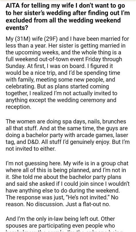 AITA for my wife sister’s wedding – DJOTD.com