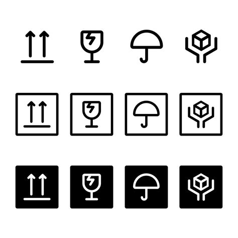 Fragile Package Icons Set Handle With Care Logistics And Delivery Shipping Labels Fragile Box