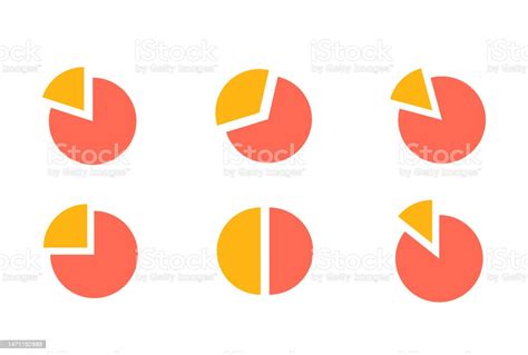 Yellow Red Pie Charts Round Infographic Elements Stock Illustration