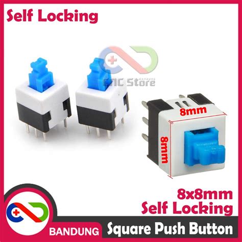 Jual GREY BLUE CAP SQUARE PUSH BUTTON 8X8MM SELF LOCKING LATCHING SWITCH Shopee Indonesia