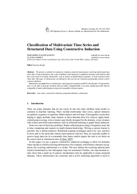 Pdf Classification Of Multivariate Time Series And Structured Data Using Constructive Induction
