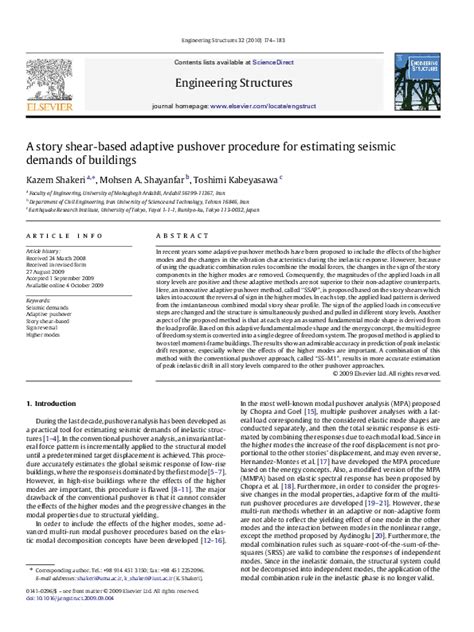 Pdf A Story Shear Based Adaptive Pushover Procedure For Estimating