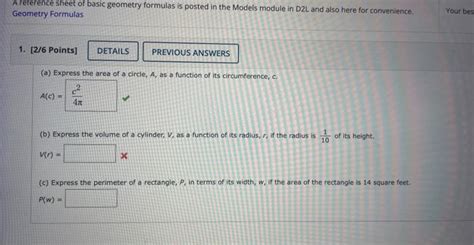 Solved Ference Sheet Of Basic Geometry Formulas Is Posted In Chegg Com