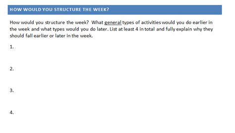 Solved How Would You Structure The Week What General Types Chegg Com