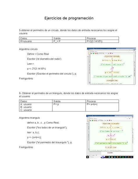 Ejercicios De Programación Ejercicios De Programación 5 Obtener El