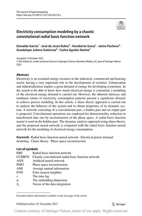 Electricity Consumption Modeling By A Chaotic Convolutional Radial Basis Function Network