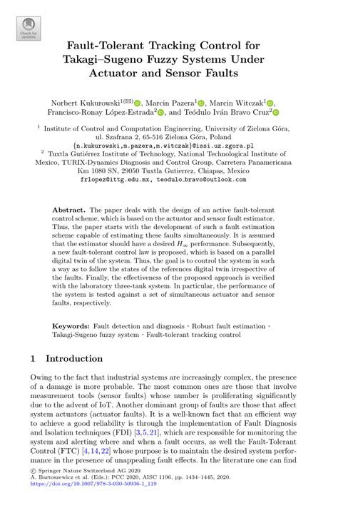 Pdf Fault Tolerant Tracking Control For Takagisugeno Fuzzy Systems Under Actuator And Sensor