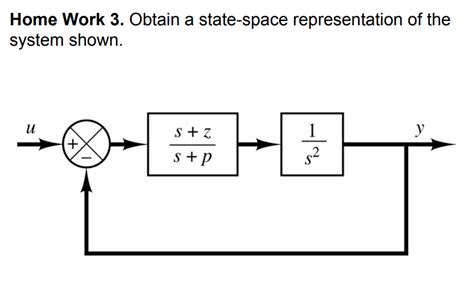 Solved Home Work Obtain A State Space Representation Of Chegg
