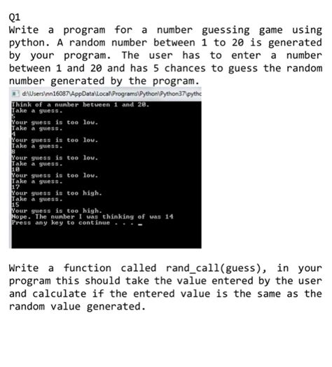 Solved Q1 Write A Program For A Number Guessing Game Using