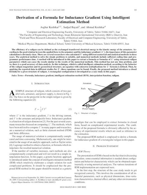 Pdf Derivation Of A Formula For Inductance Gradient Using Intelligent