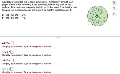 solved a dartboard is divided into 9 equal size sectors numbered 1