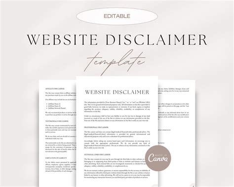Editable Website Disclaimer Template Legal Website Policy Canva
