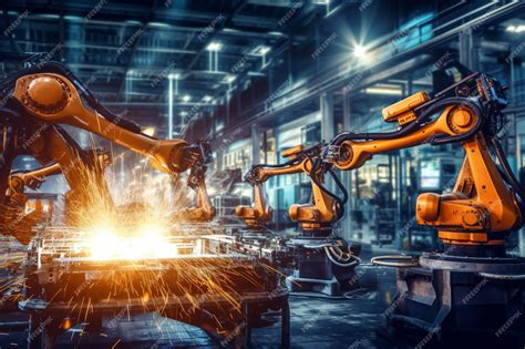 Conceptos Industriales Iot Automatización Brazo Robótico Máquina Y Software De Sistema De