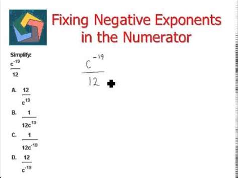 Fixing Negative Exponents In The Numerator YouTube
