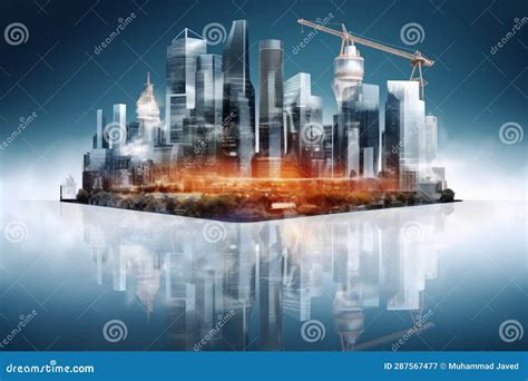 Dynamic Construction Vision Double Exposure Combines Architecture Engineering And Modern