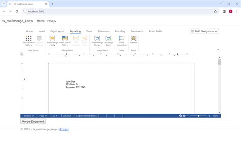Merging Templates With MailMerge With Different Merge Field Settings In C