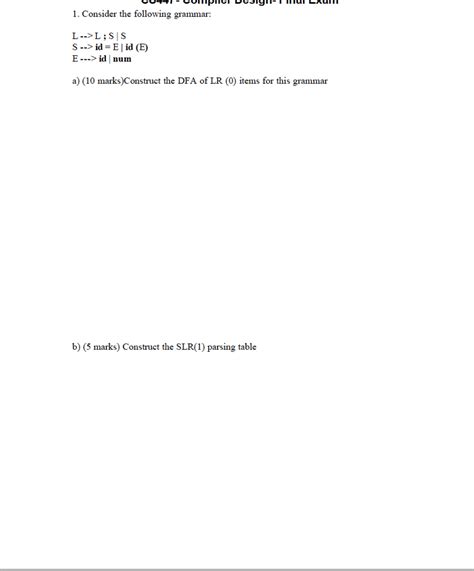 Solved Consider The Following Grammar L L S S S