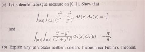 A Let λ Denote Lebesgue Measure On 0 1] Show