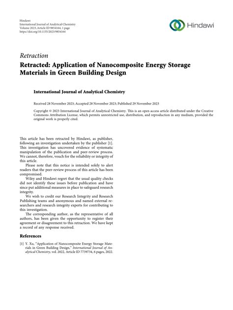 PDF Retracted Application Of Nanocomposite Energy Storage Materials In Green Building Design