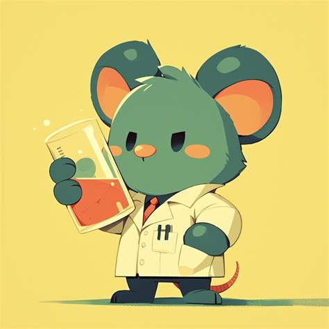 Premium Vector A Clever Mouse Scientist Cartoon Style