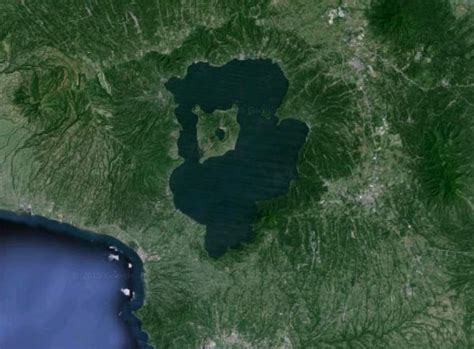Vulcan Points Island Within A Lake That Is Situated On An Island